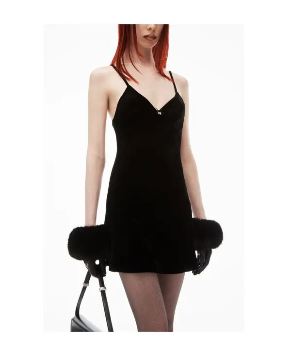 Alexander Wang Velvet Logo Charm Dress