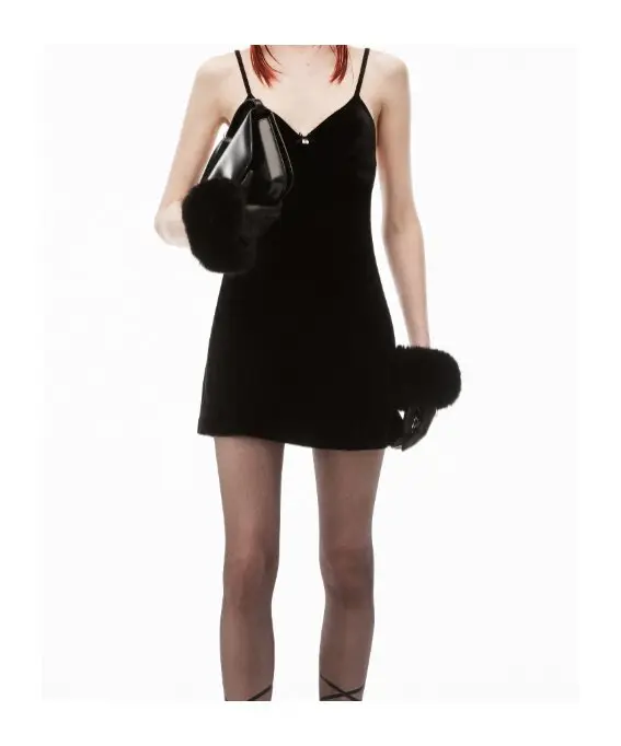 Alexander Wang Velvet Logo Charm Dress