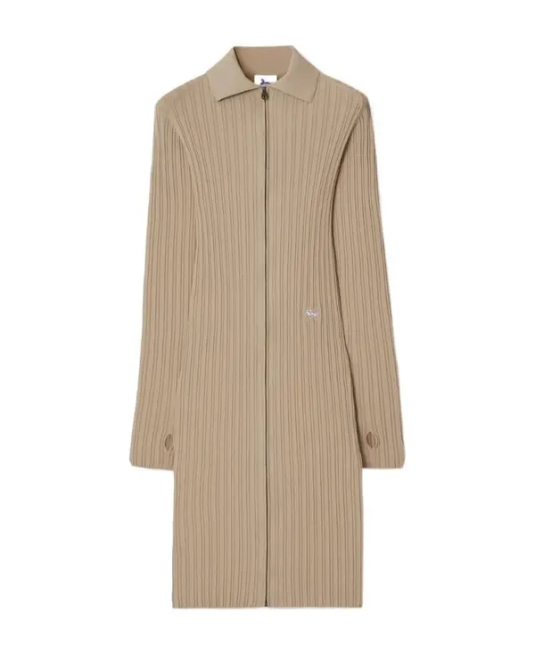 Burberry Ribbed Knit Minidress With Equestrian Knight Logo
