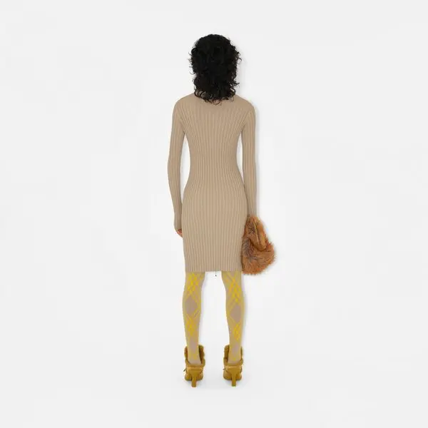 Burberry Ribbed Knit Minidress With Equestrian Knight Logo