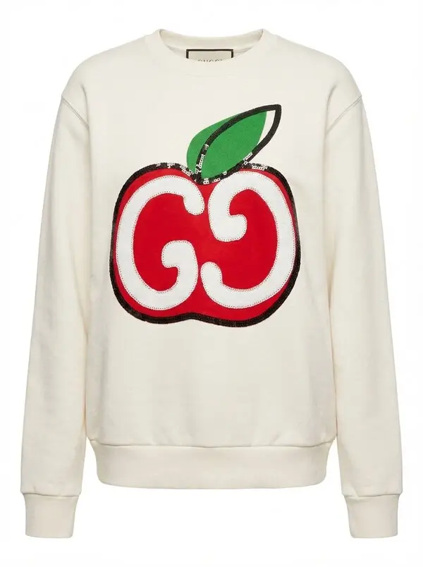 Gucci Double G Apple Sequin Sweatshirt - White