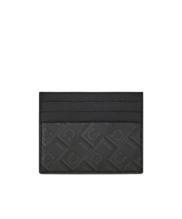 FERRAGAMO Monogram-print Card Slots - Black/gray