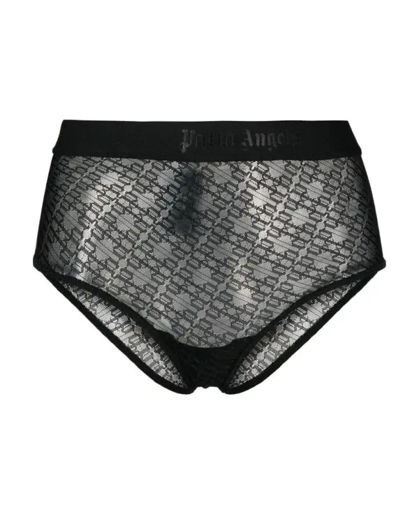 Palm Angels Logo Waist Lace Briefs Pants - Gray