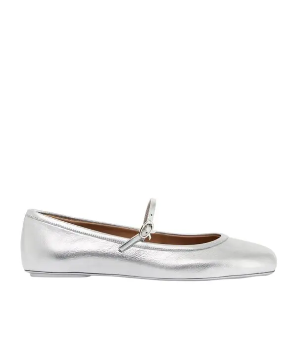 GIANVITO ROSSI Carla Ballerina Flats With Buckle Strap - White