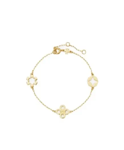 Tory Burch Kira Clover Charm-detail Chain Bracelet - Yellow