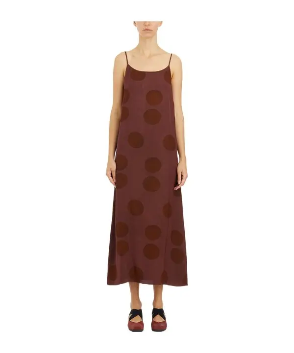 UMA WANG Sleeveless Polka Dot Maxi Dress - Red