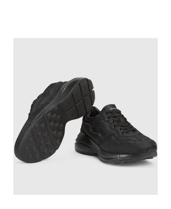 Gucci Rhyton Monogram Jacquard Sneakers - Black
