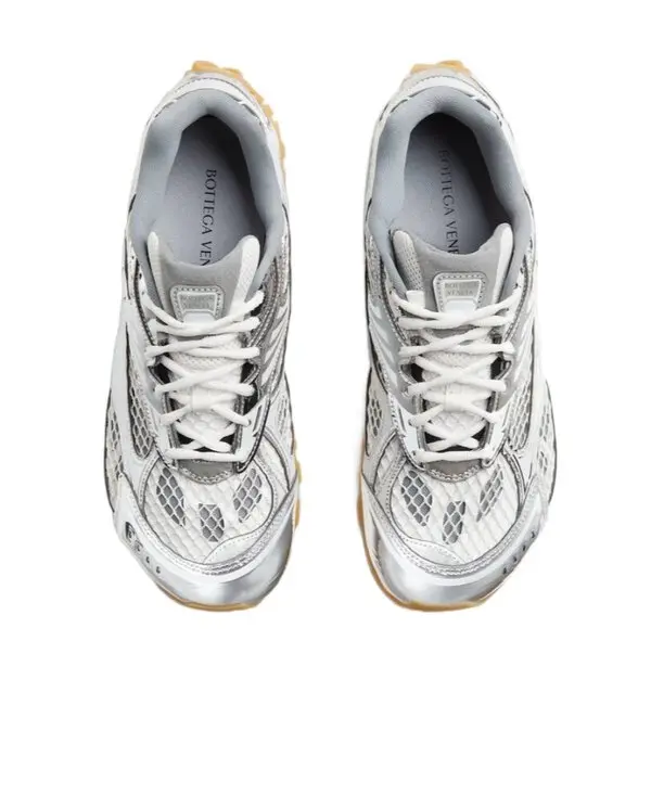 Bottega Veneta Orbit Lace-up Sneakers - Silver/white/optical White Rubber