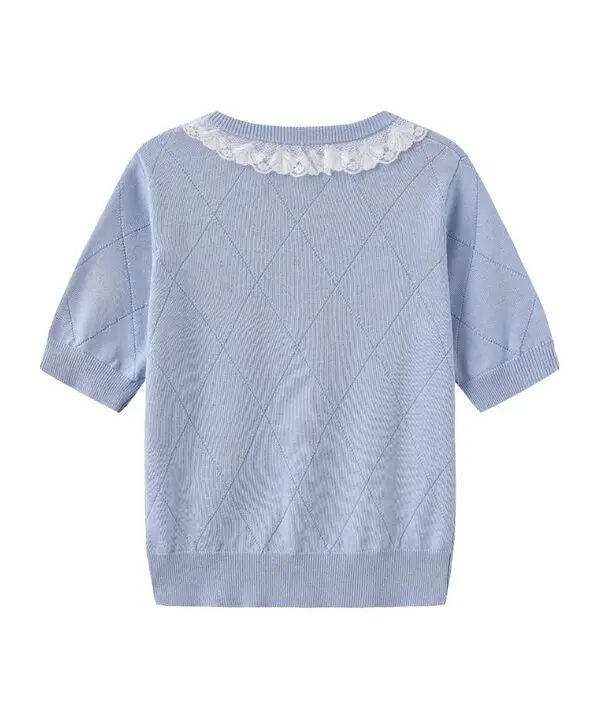 Marissa Chiara Knitted Pullover With Lace Neckline