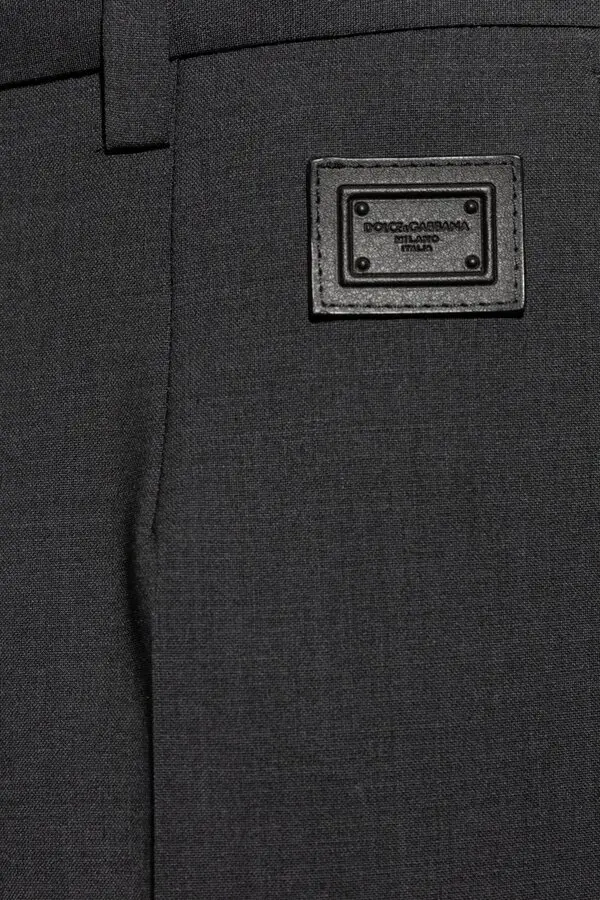 Dolce & Gabbana Logo Plaque Tapered Trousers - Black