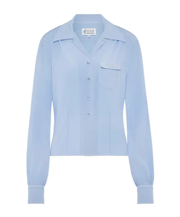 MAISON MARGIELA Long-sleeved Satin Shirt - Blue