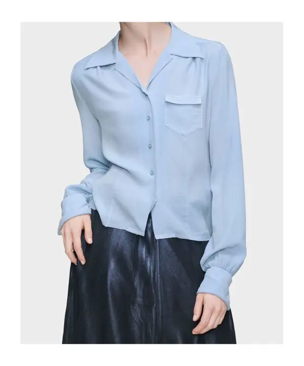 MAISON MARGIELA Long-sleeved Satin Shirt - Blue