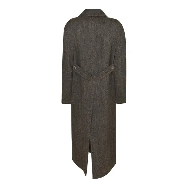 P.a.r.o.s.h Herringbone Double-breasted Long Coat - Black