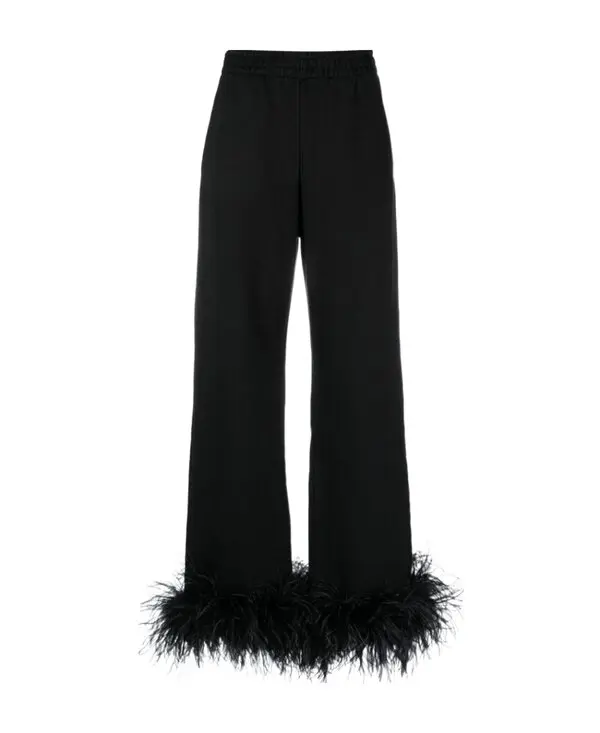 Prada Feather Trimmed Trousers - Black