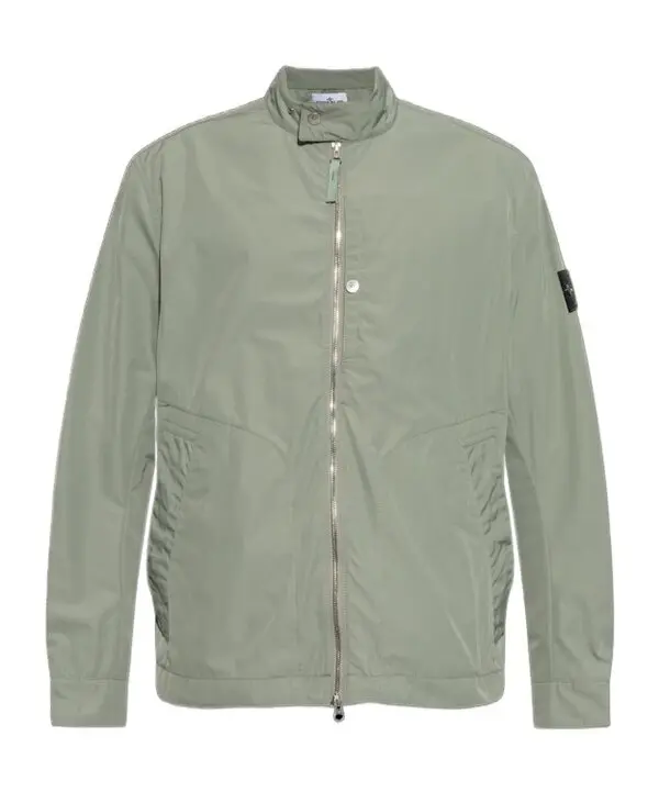 Stone Island Logo Patch Zip-up Jacket - Sage