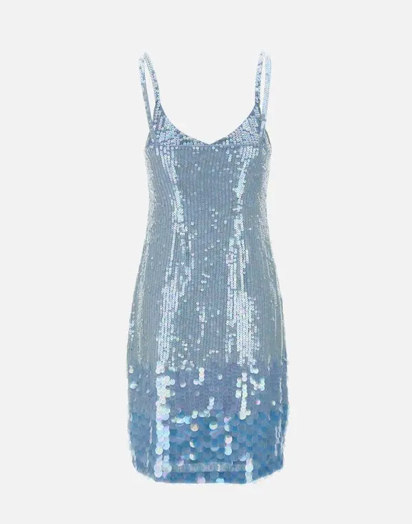 P.a.r.o.s.h Sequin Embellished V-neck Mini Dress - Blue