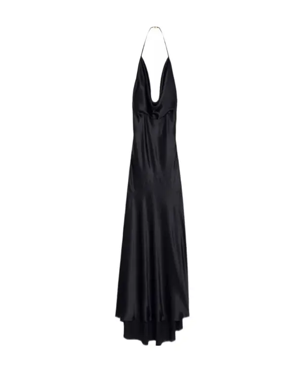 Celine Satin Crepe Lingerie Dress - Black
