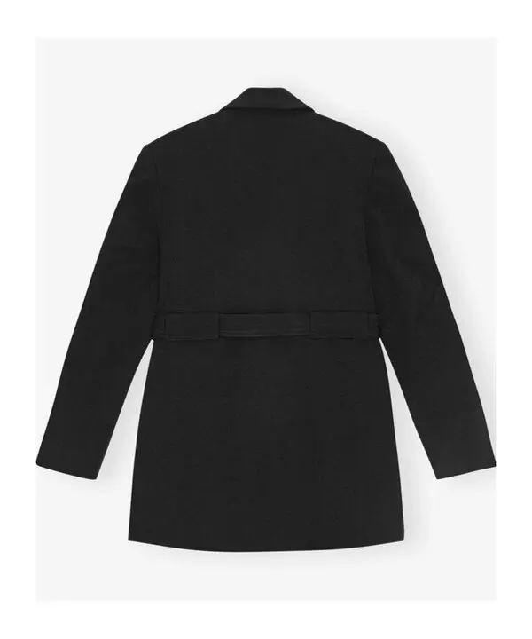 GANNI Crepe Blazer With Belt - Black