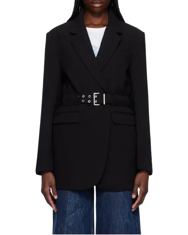 GANNI Crepe Blazer With Belt - Black