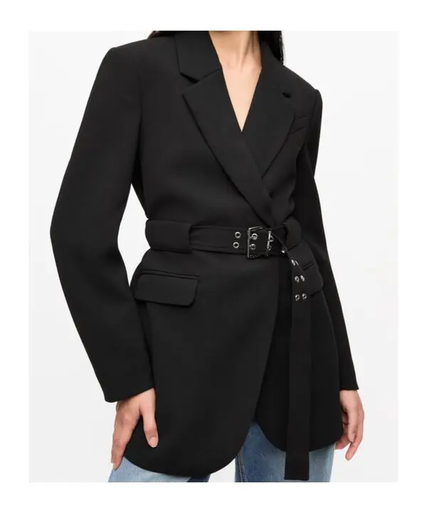 GANNI Crepe Blazer With Belt - Black