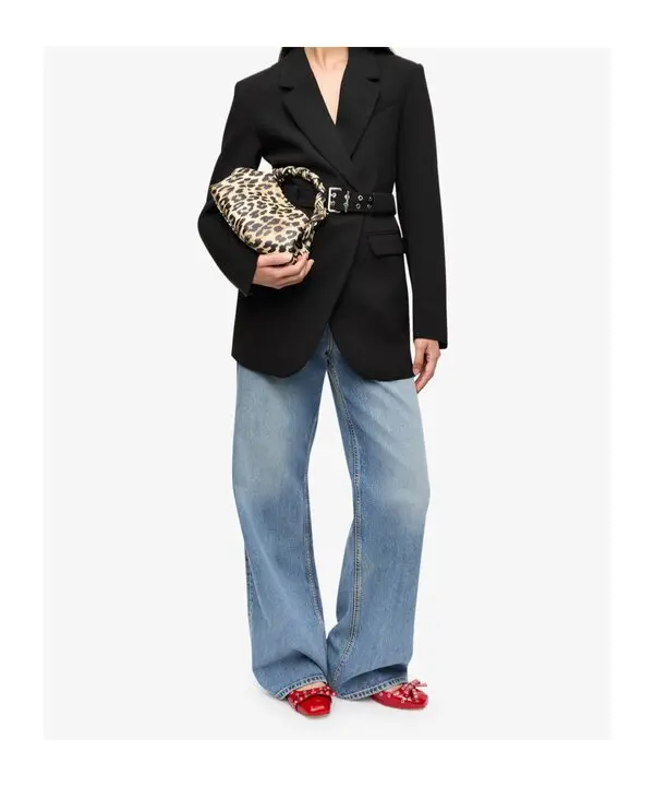GANNI Crepe Blazer With Belt - Black