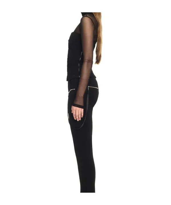 Off-White Sleeveless Corset Top With Logo Button Detail