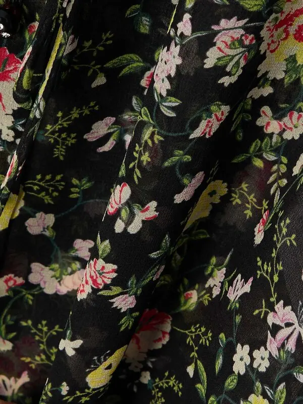 Valentino Garavani Ruffled Floral Print Silk Shirt