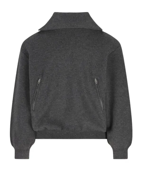 Balenciaga Half-zip Knitted Jumper With Zip Pockets - Grey