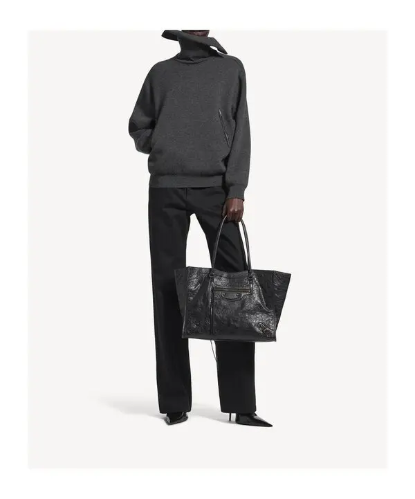 Balenciaga Half-zip Knitted Jumper With Zip Pockets - Grey
