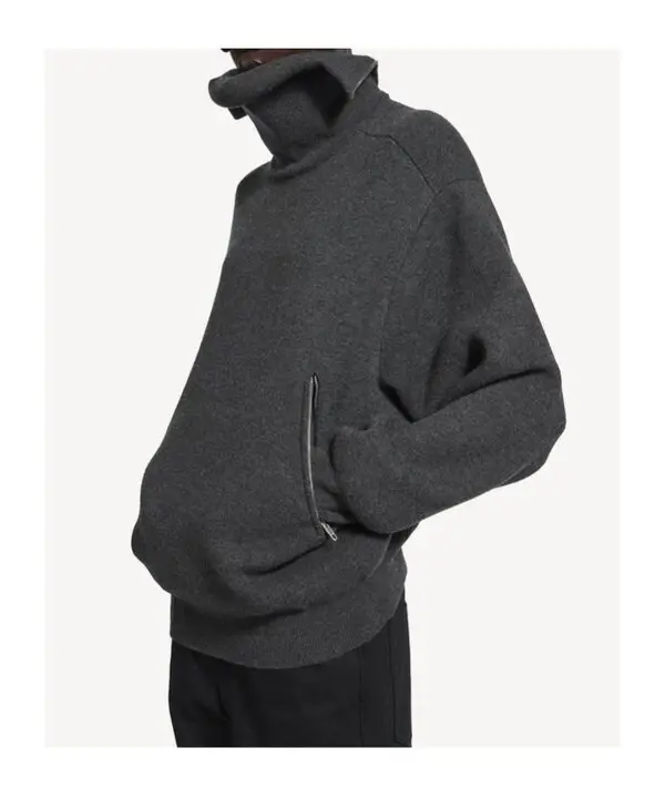 Balenciaga Half-zip Knitted Jumper With Zip Pockets - Grey