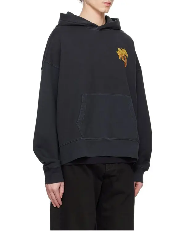 Palm Angels Burning Palm Printed Hoodie