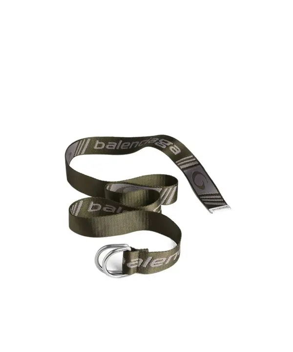 Balenciaga D-ring Belt With Jacquard Logo - Khaki/gray