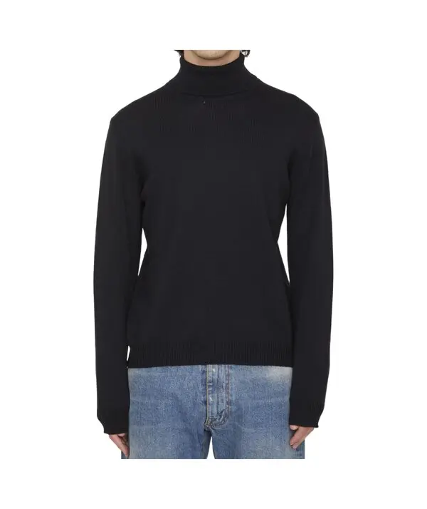 ROBERTO COLLINA Ribbed Turtleneck Long-sleeve Sweater - Black