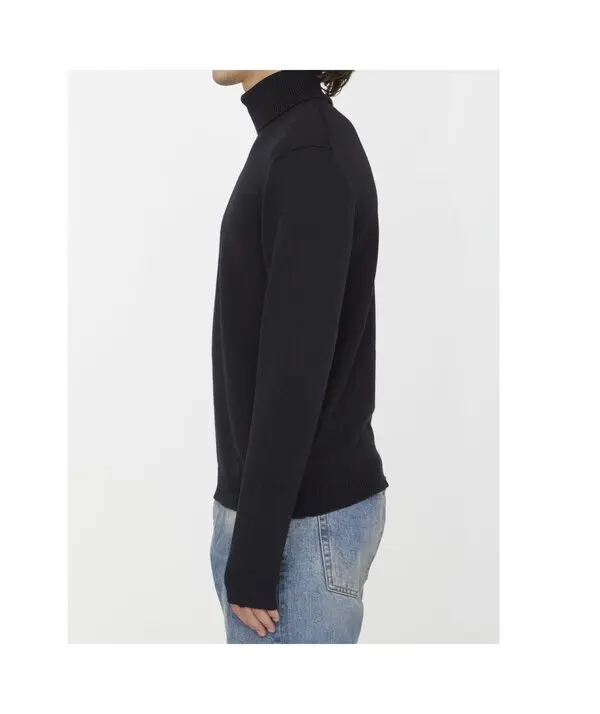 ROBERTO COLLINA Ribbed Turtleneck Long-sleeve Sweater - Black