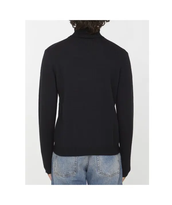 ROBERTO COLLINA Ribbed Turtleneck Long-sleeve Sweater - Black