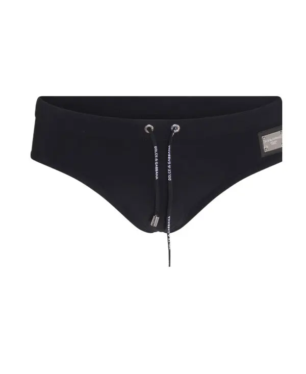 Dolce & Gabbana Logo Patch Swim Shorts - Black