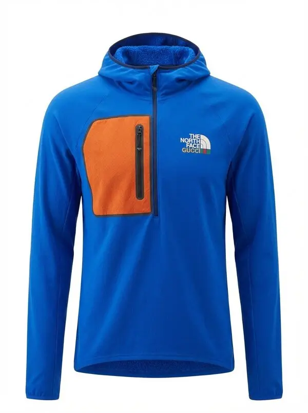 Gucci The North Face X Logo Fleece Hoodie - Blue