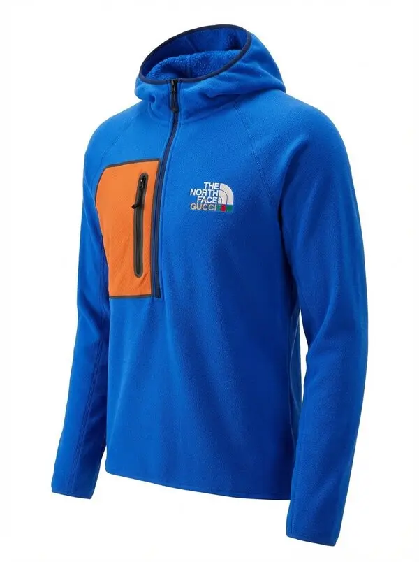 Gucci The North Face X Logo Fleece Hoodie - Blue