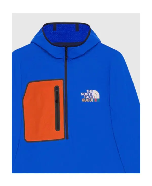 Gucci The North Face X Logo Fleece Hoodie - Blue