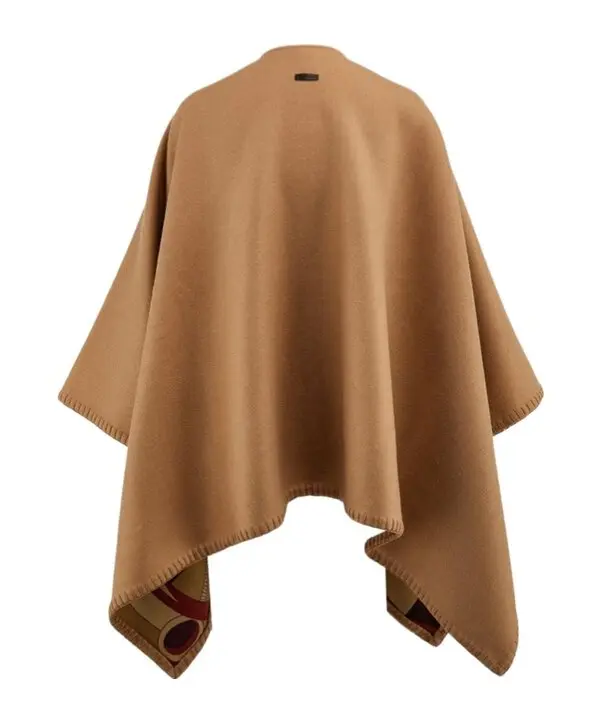 FERRAGAMO Nadir Print Reversible Cape - Bordeaux/camel