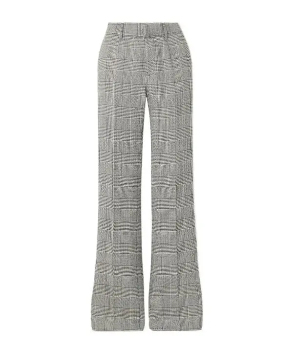 Alessandra Rich Prince Of Wales Checked Wool Trousers - Gray