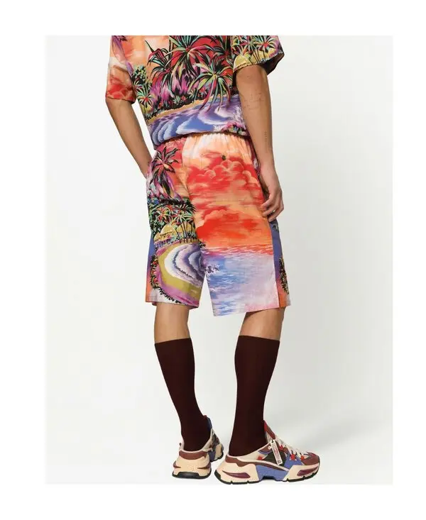 Dolce & Gabbana Graphic Print Drawstring Bermuda Shorts