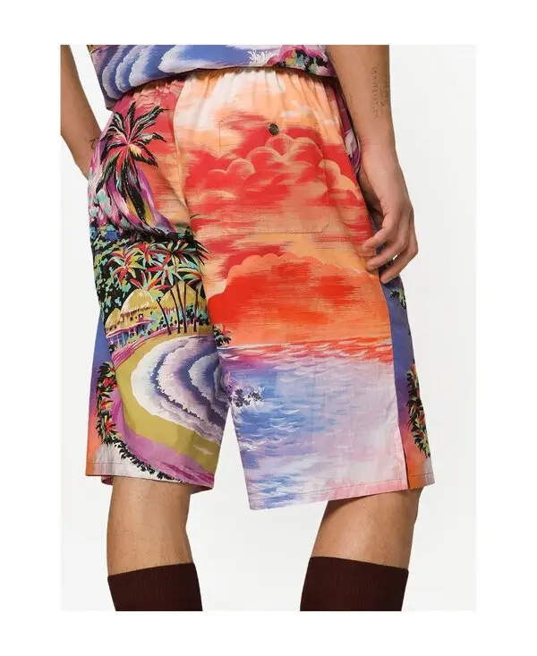 Dolce & Gabbana Graphic Print Drawstring Bermuda Shorts