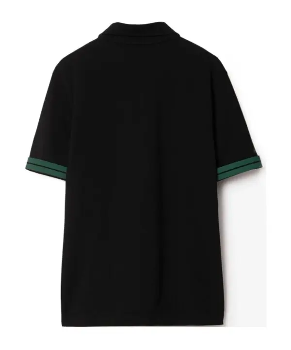 Burberry Striped-cuffs Short Sleeved Polo Shirt - Black