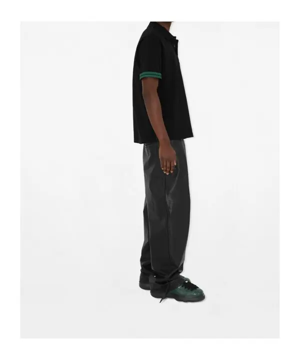 Burberry Striped-cuffs Short Sleeved Polo Shirt - Black