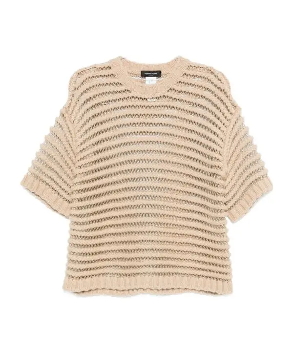 Fabiana Filippi Lurex Crewneck Jumper - Beige