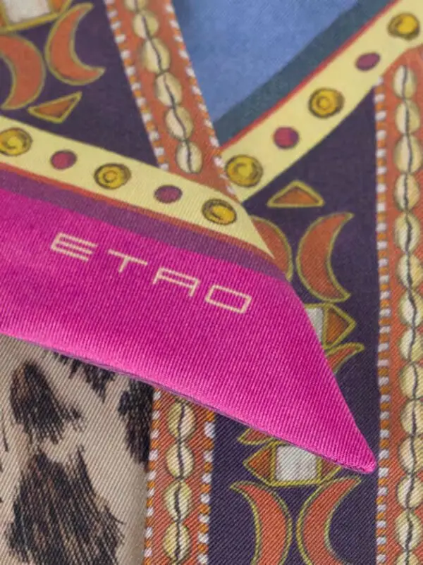 Etro Geometric Motif Printed Paisleyina Scarf