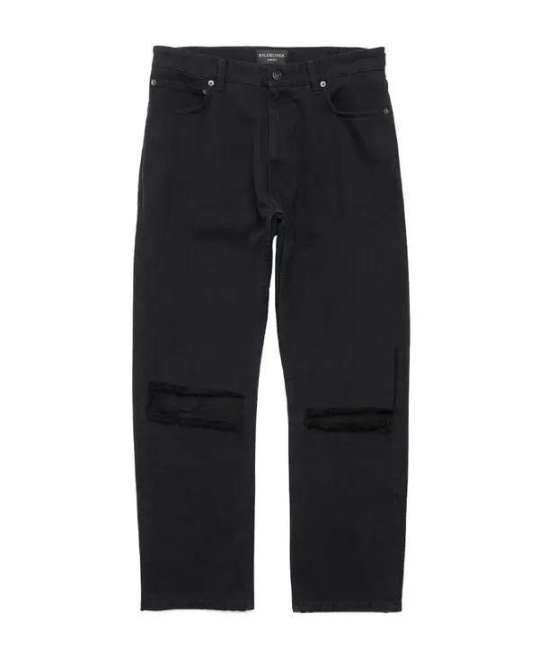 Balenciaga Straight-leg Denim Jeans With Knee Slits - Black