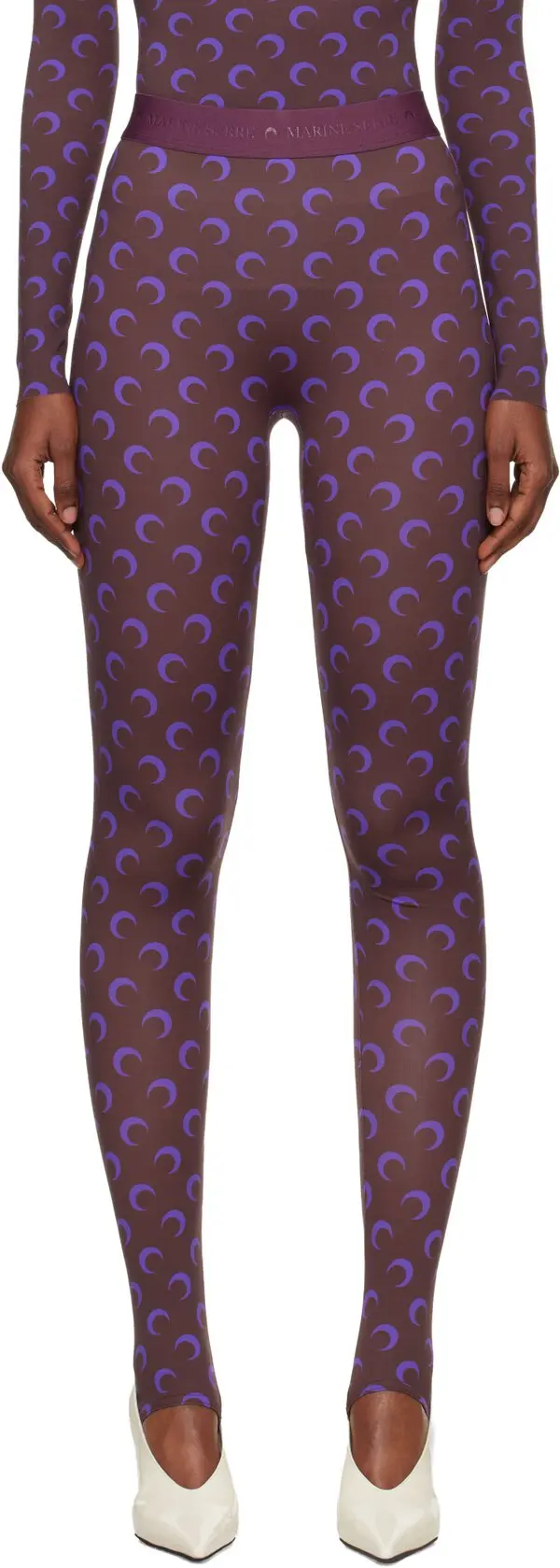 MARINE SERRE Moon-print Jersey Leggings - Red