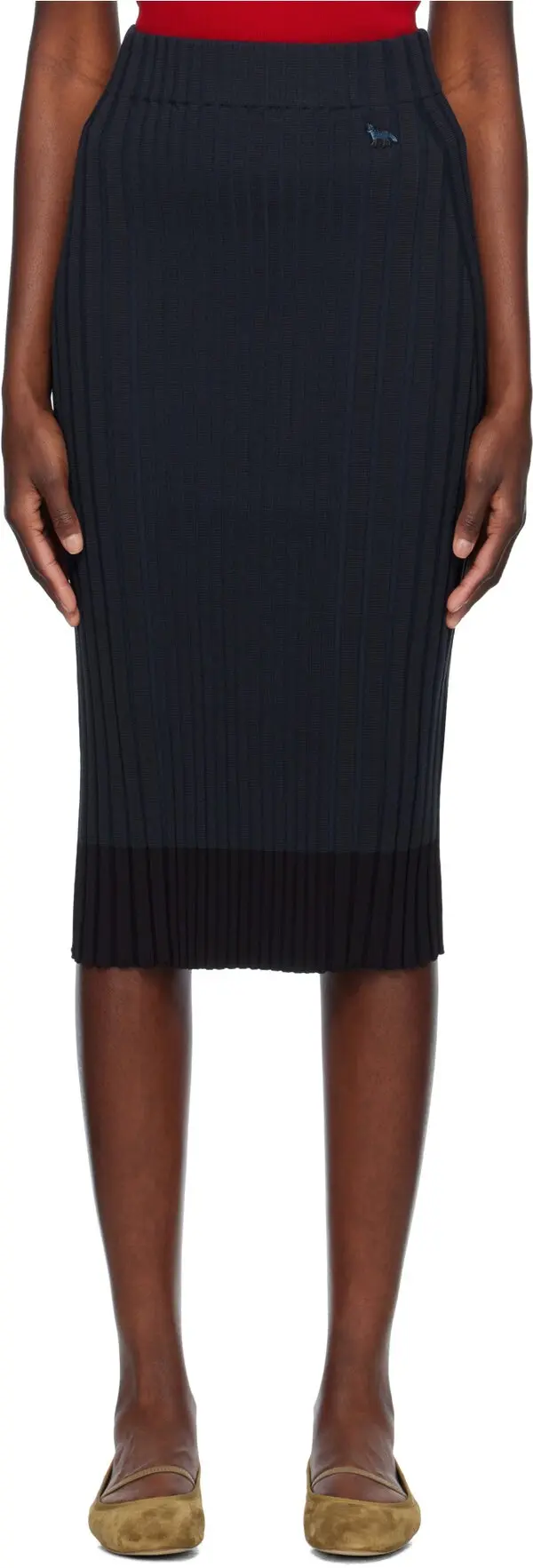 Maison Kitsuné Baby Fox-patch Ribbed Skirt